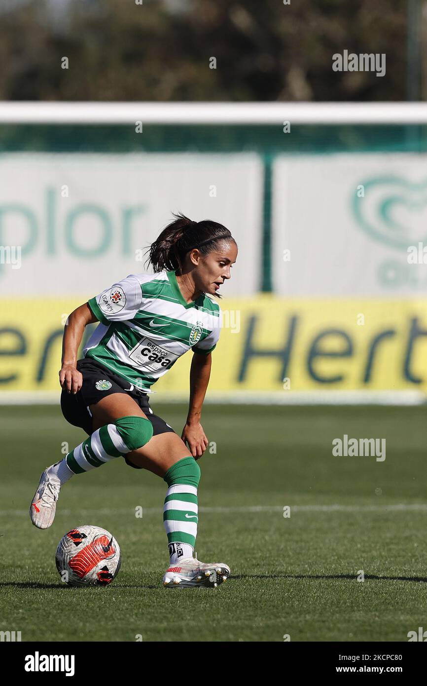 Brenda Perez In action during the match for Liga BPI between Sporting ...