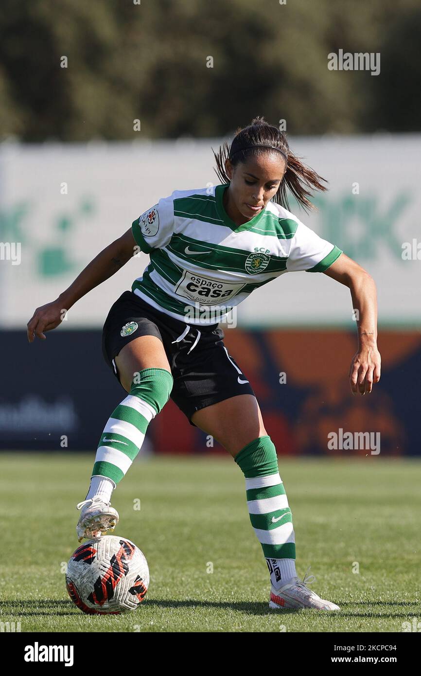 Brenda Perez In action during the match for Liga BPI between Sporting ...