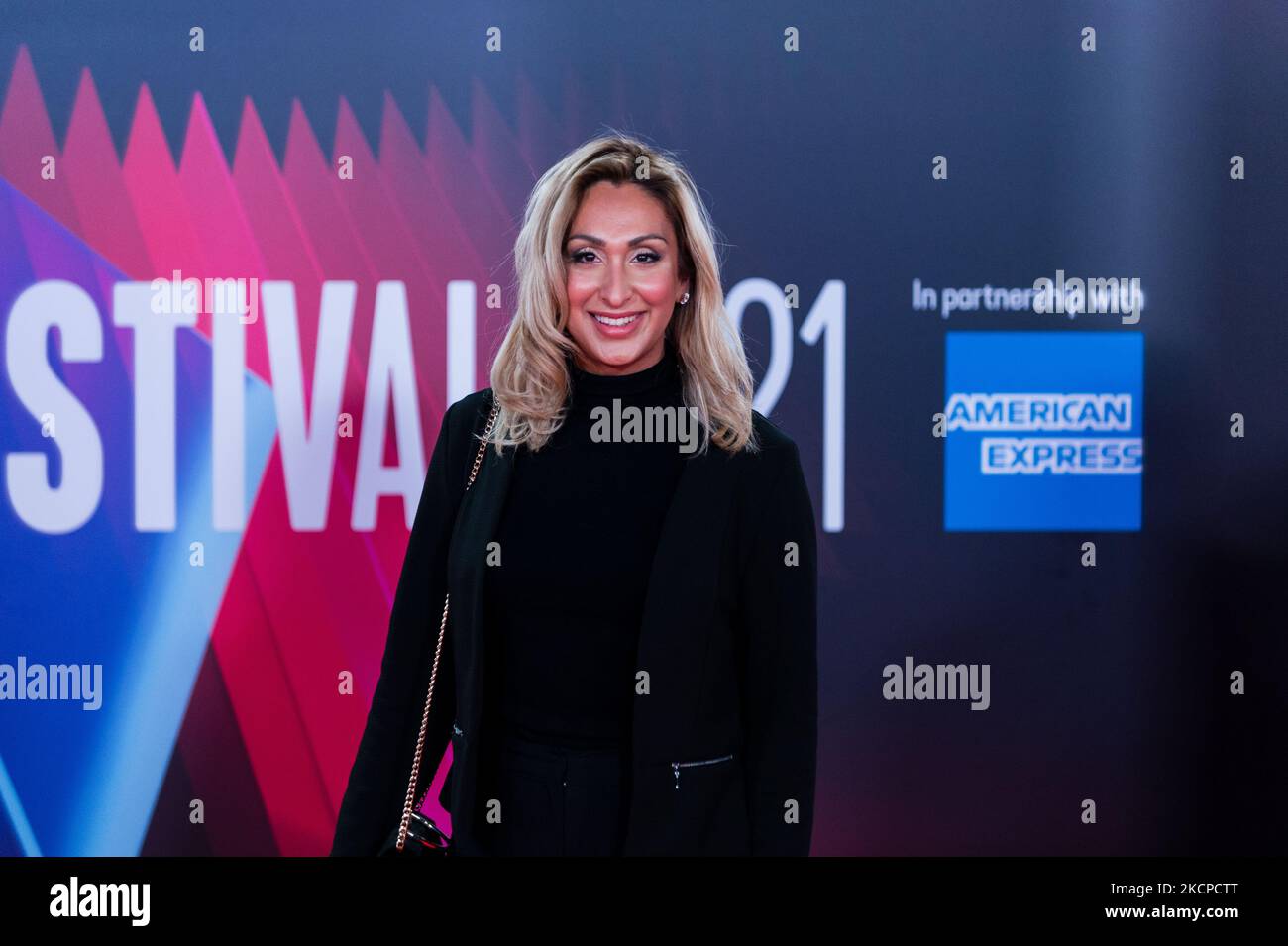 Saskia Chana attends the "The Tender Bar" Premiere during the 65th BFI ...