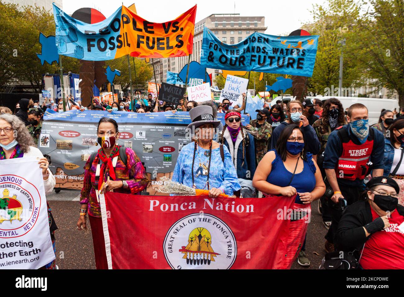 Native American activists lead a protest at the White House against the ...