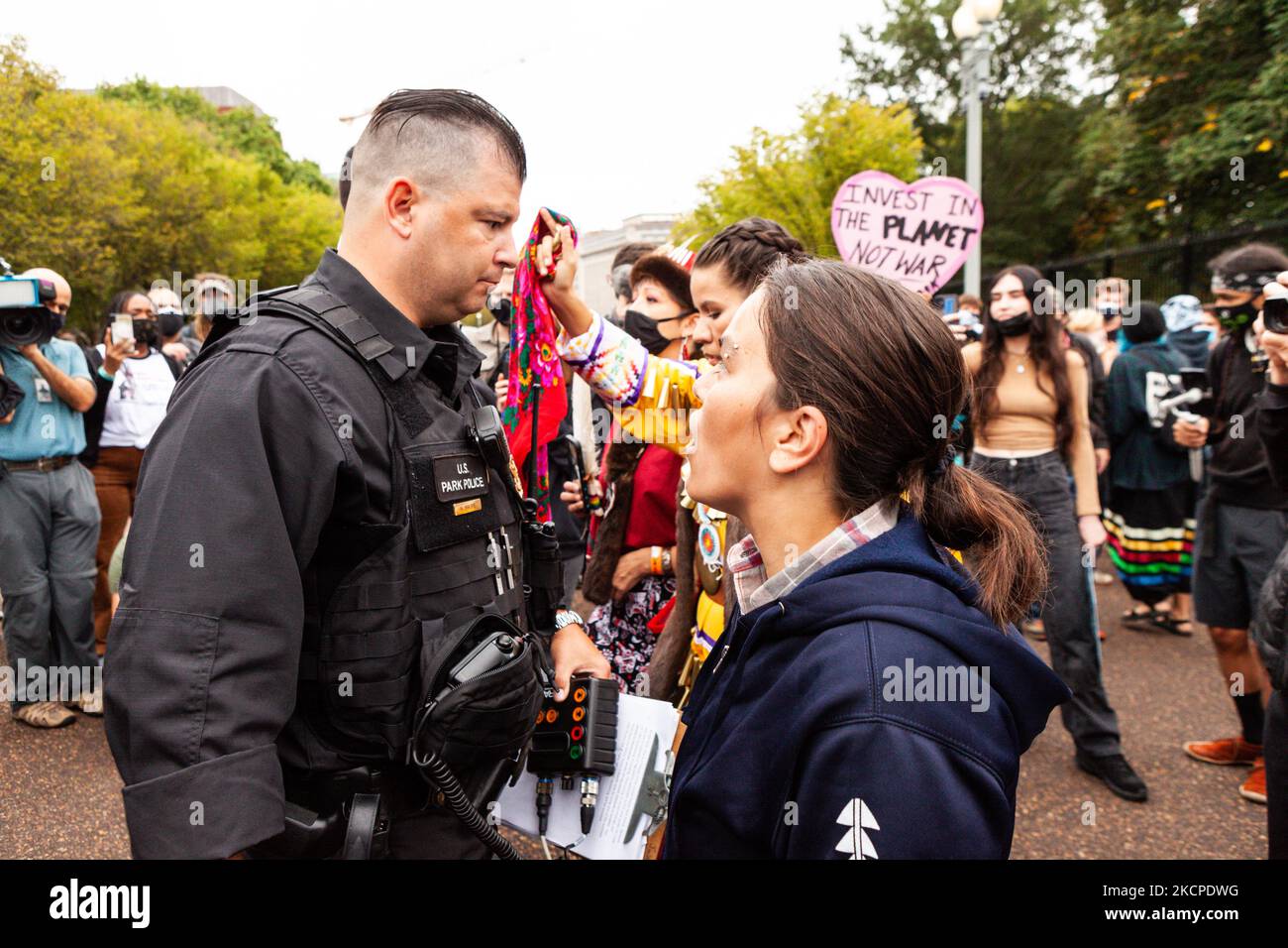 Native American activists are confronted by US Park Police in a civil ...