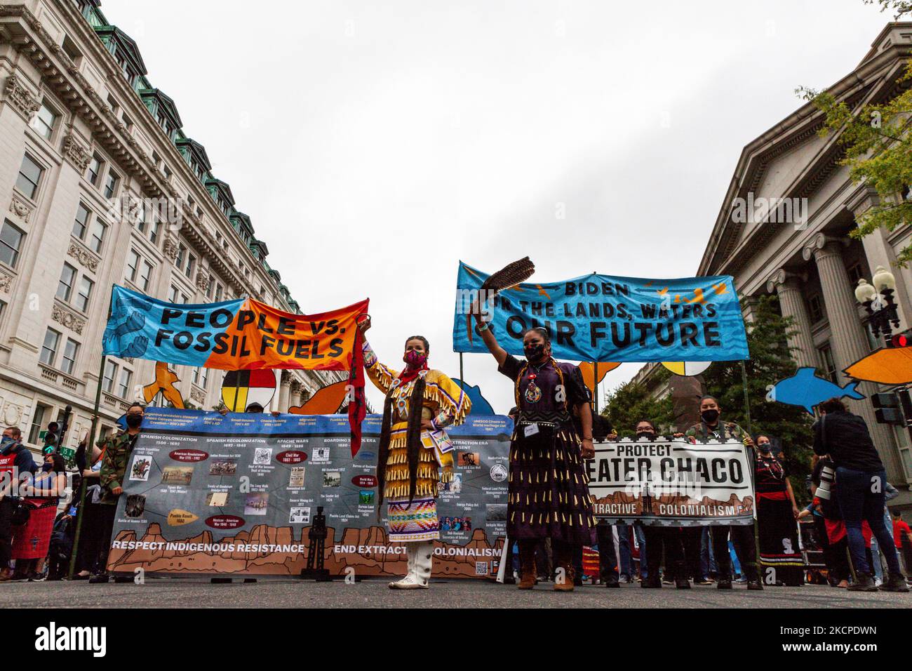 Native American activists lead a protest at the White House against the ...