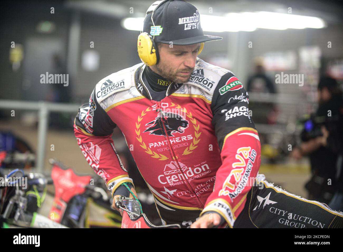Hans Andersen warms up his bike during the SGB Premiership Grand Final ...