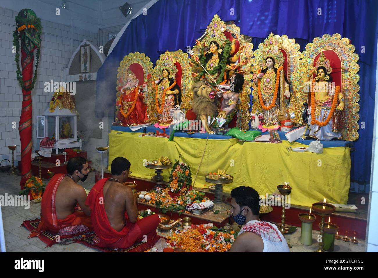 An idol of Goddess Durga on the occasion of " Maha Saptami" in Guwahati ...