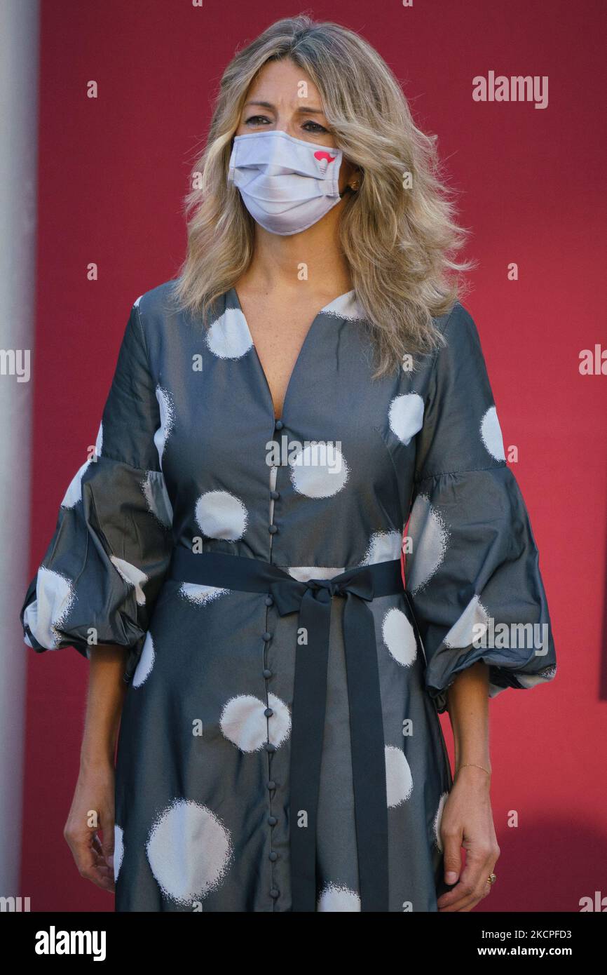 Yolanda Diaz before the start of the solemn act of homage to the ...