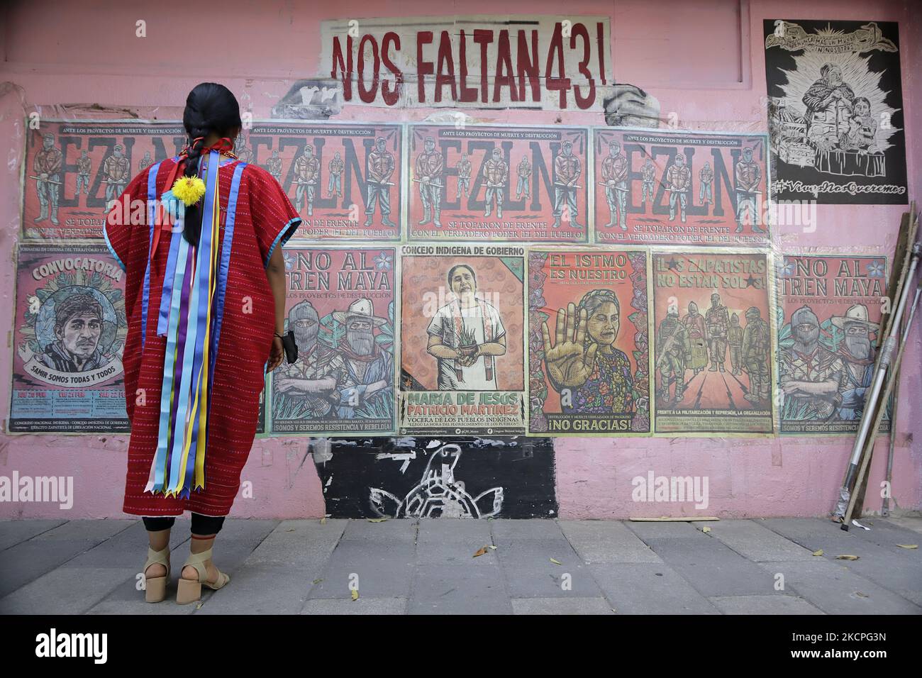 A woman from the triqui community that has occupied the premises of the ...