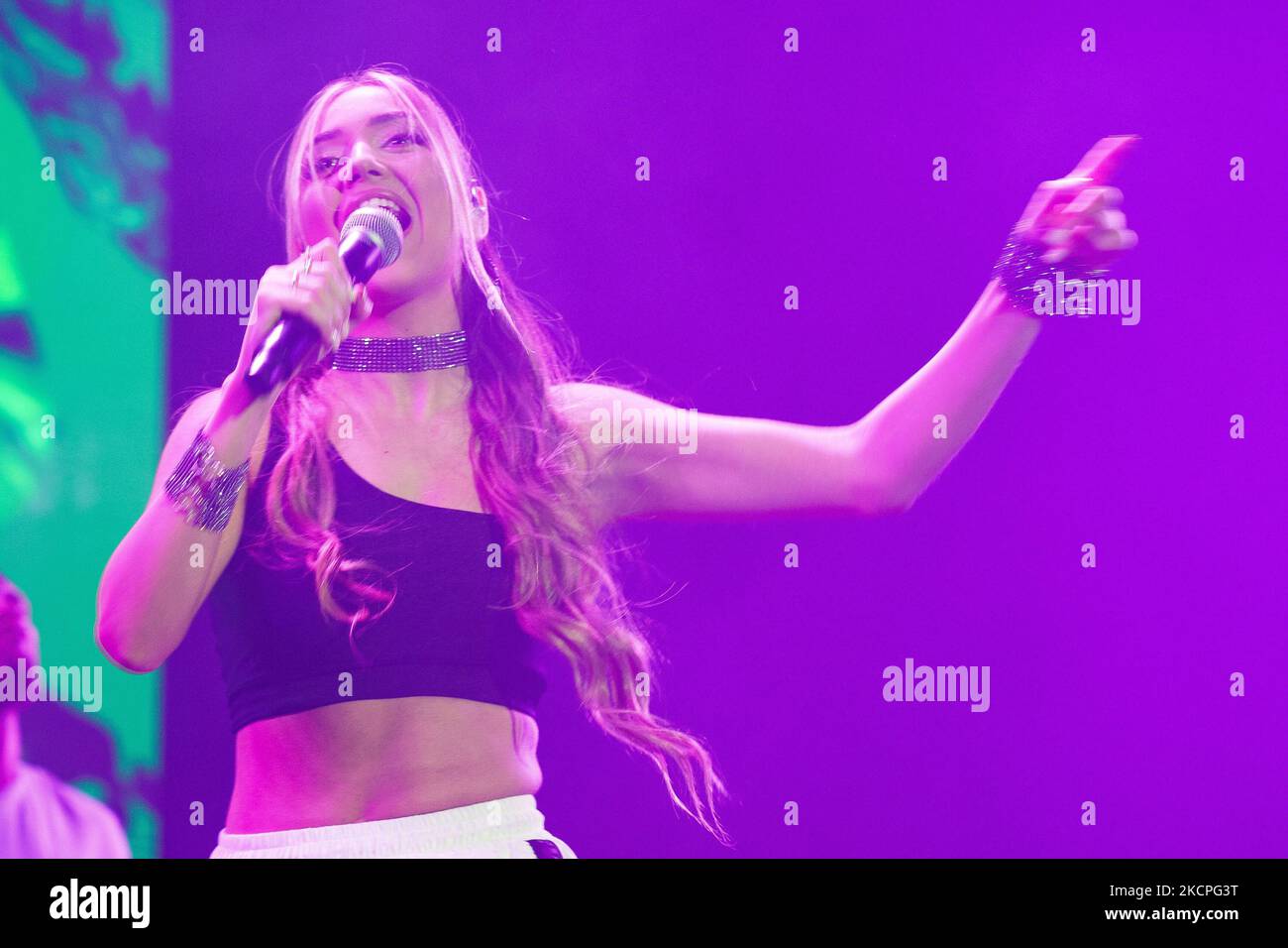 The singer Ana Mena performs in a concert at the WiZink Center ...