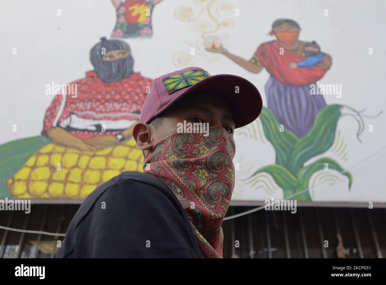 A young man from the Otomí community who have occupied the premises of ...
