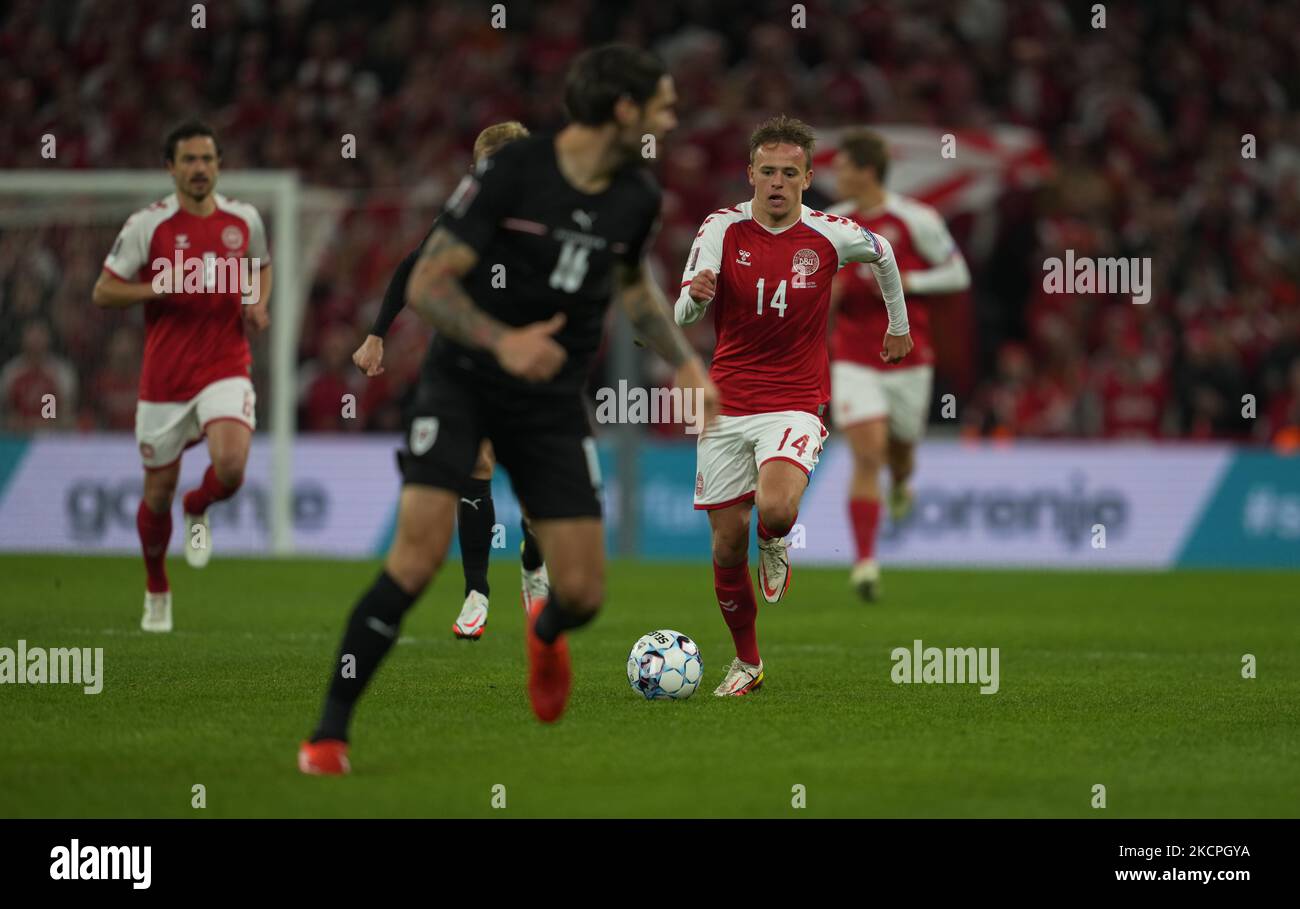 Mikkel Damsgaard of Denmark during Denmark against Austria, World Cup ...