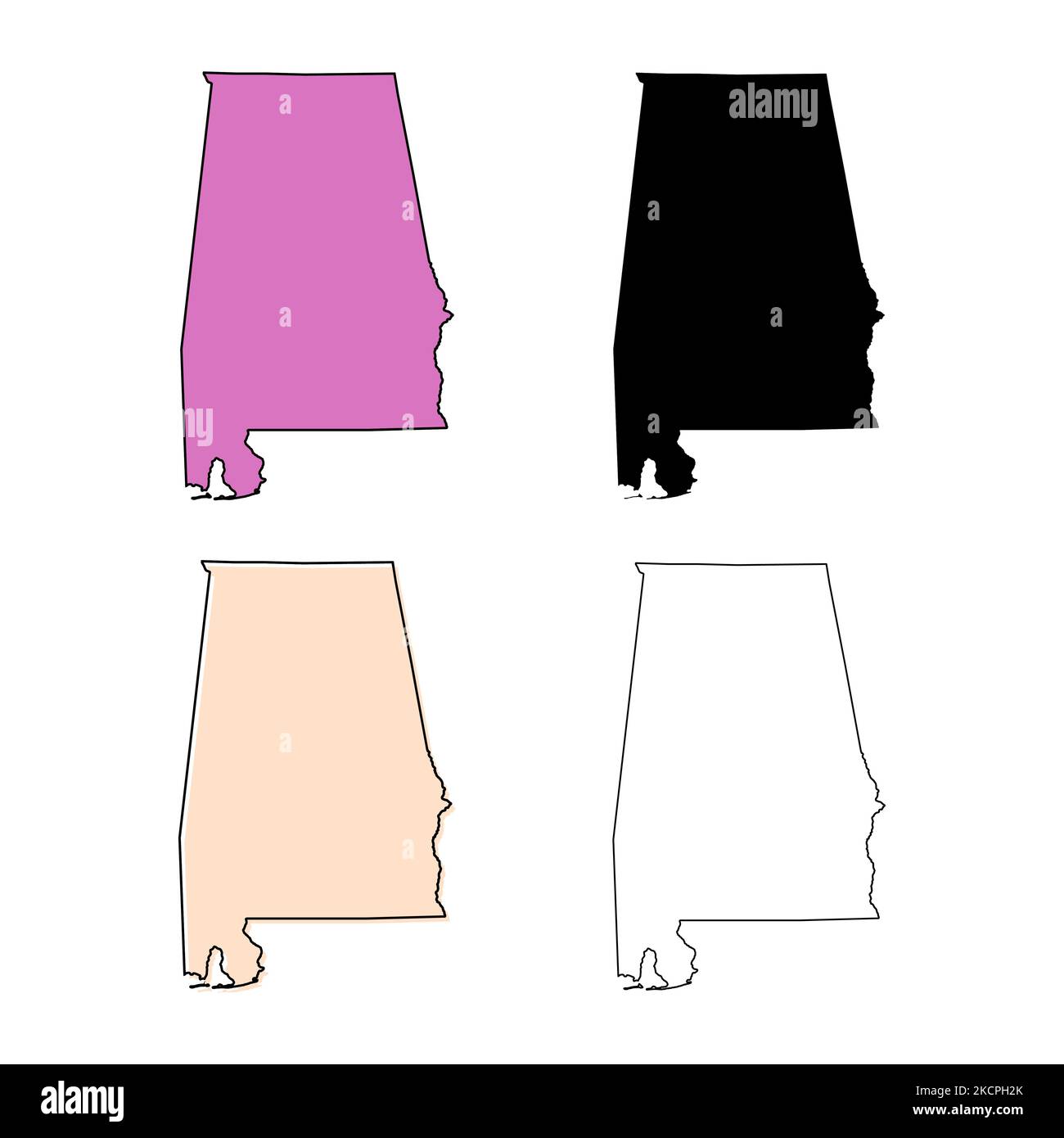 Set of Alabama shape, united states of america. Flat concept icon ...