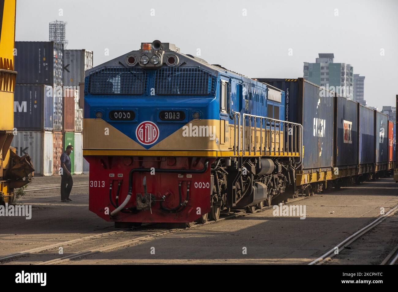 A cargo train prepares to depart towards Chottogram ICD from Kamlapur ...