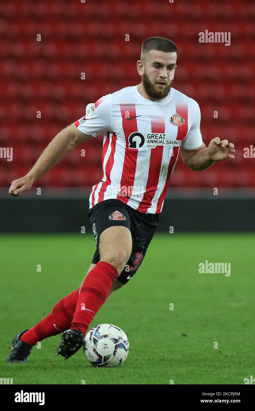 Patrick Almond of Sunderland in action during the EFL Trophy match ...