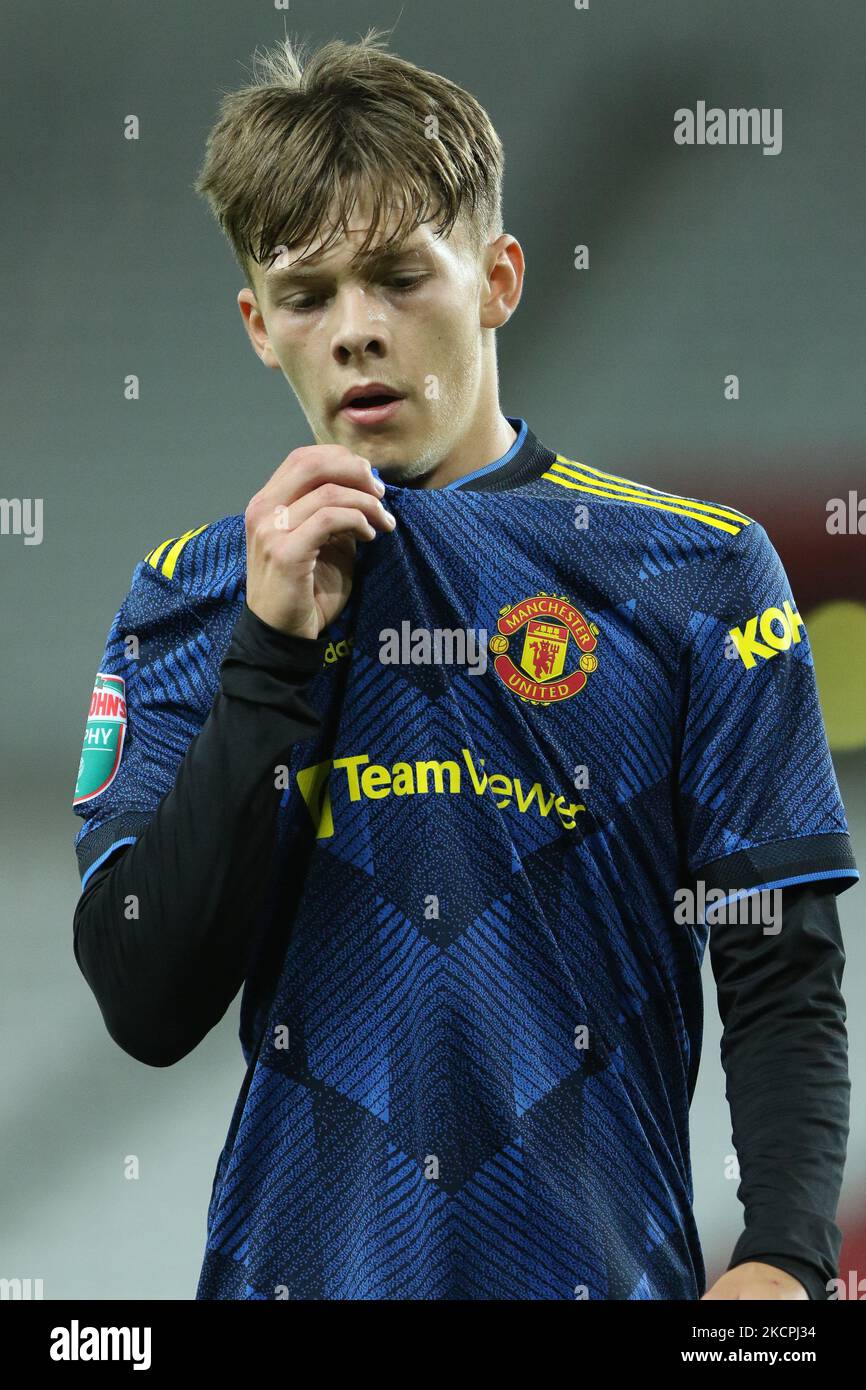 Sam Mather of Manchester United seen during the EFL Trophy match ...