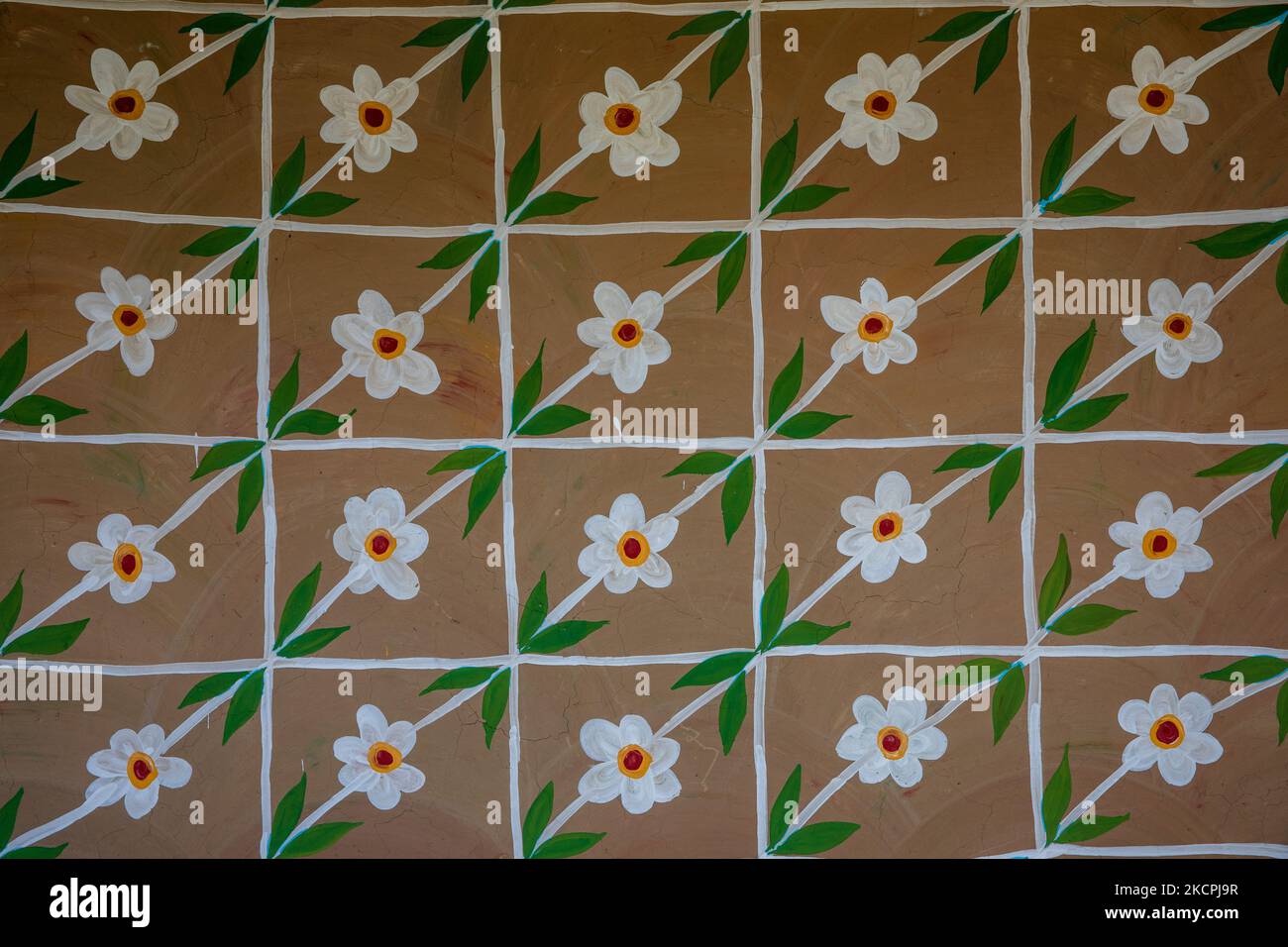 A photo of wall painting in Alpona village in chapainawabganj in ...