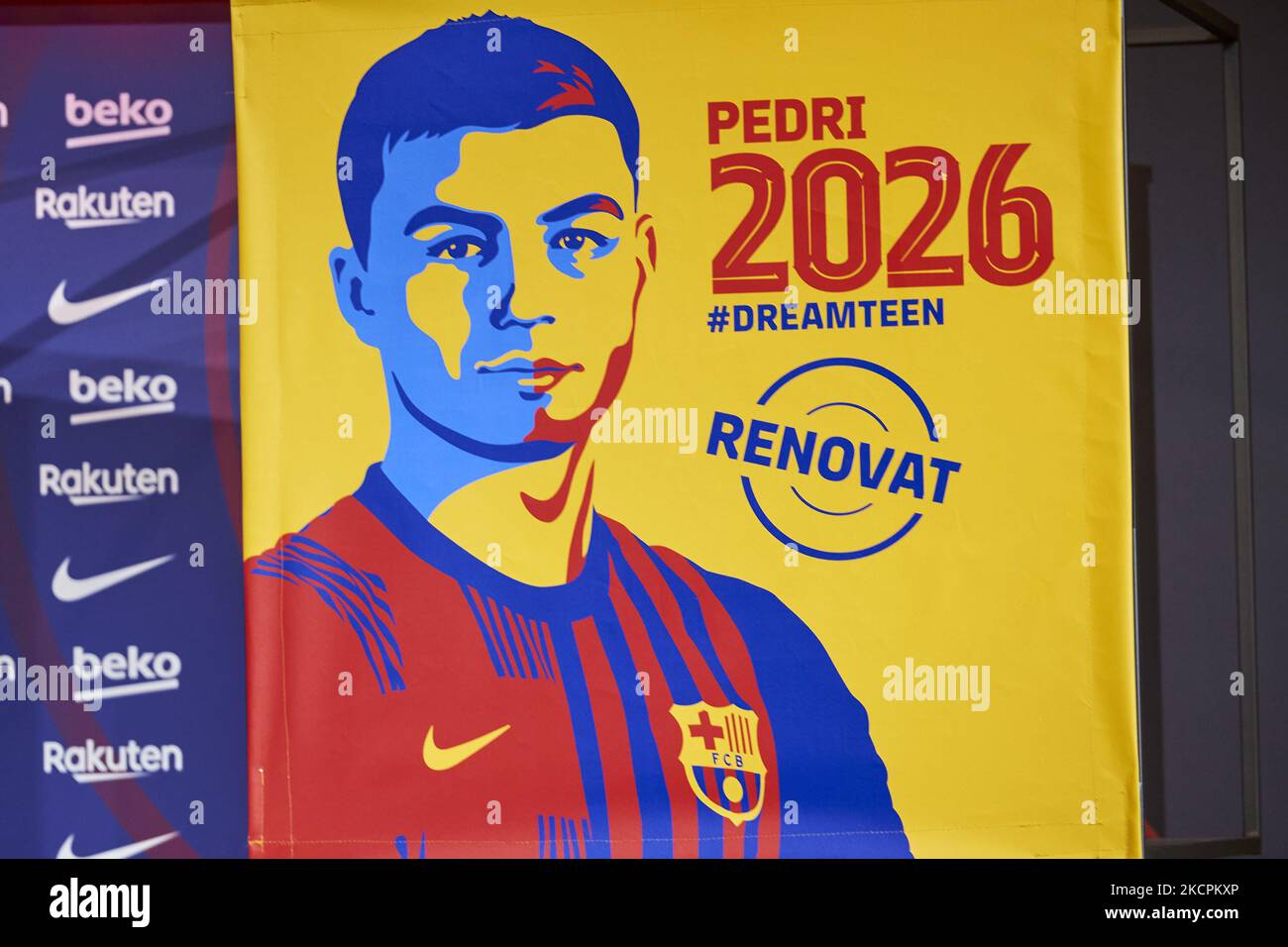 Pedri during his contract renewal signing ceremony as a FC Barcelona ...