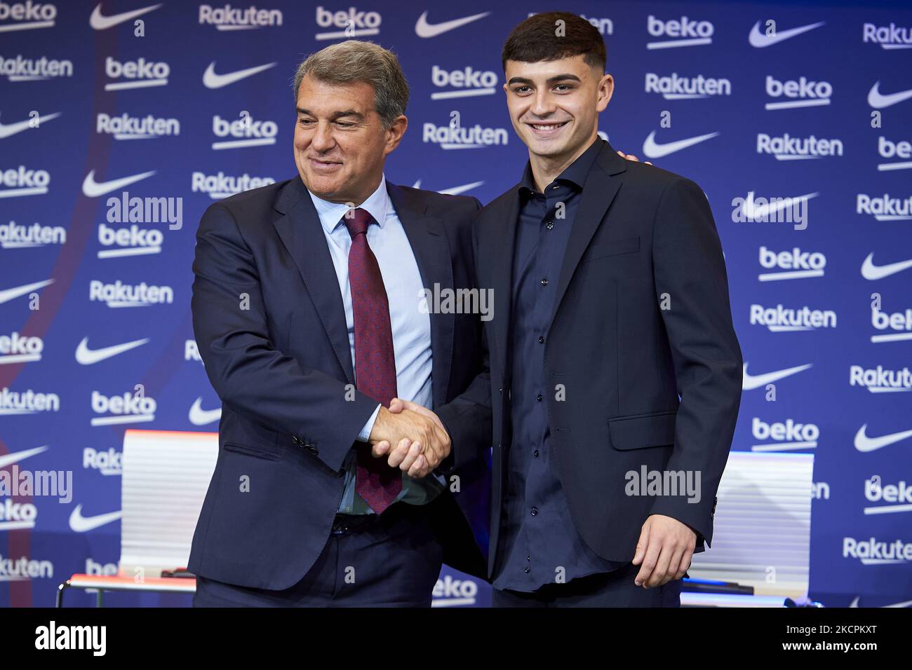 Pedri during his contract renewal signing ceremony as a FC Barcelona ...