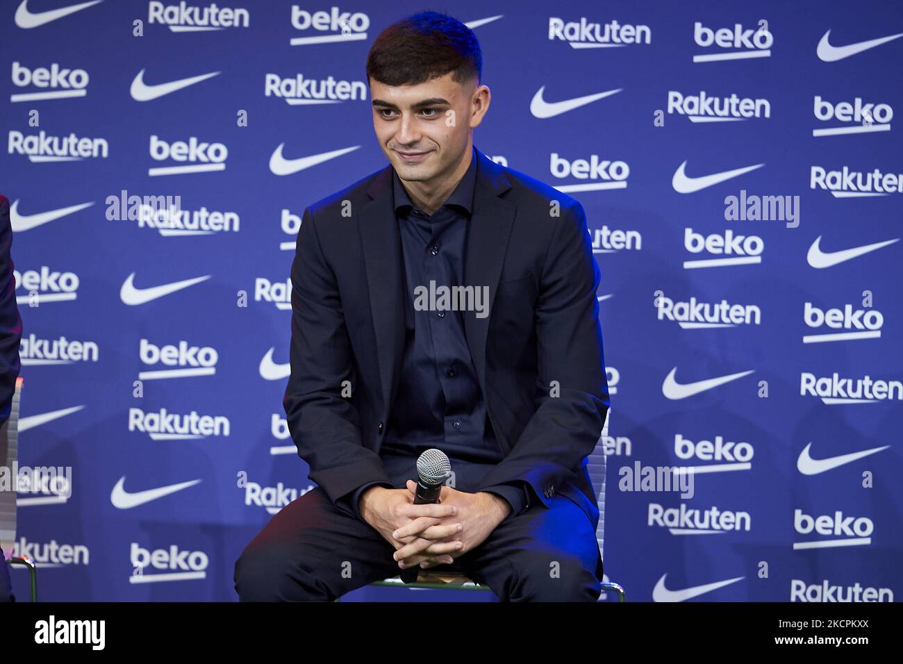 Pedri during his contract renewal signing ceremony as a FC Barcelona ...