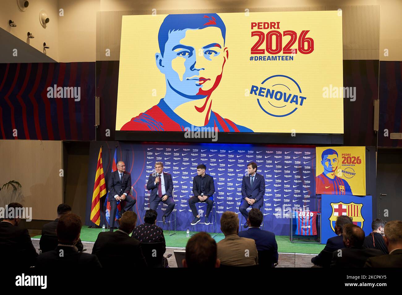 Pedri during his contract renewal signing ceremony as a FC Barcelona ...