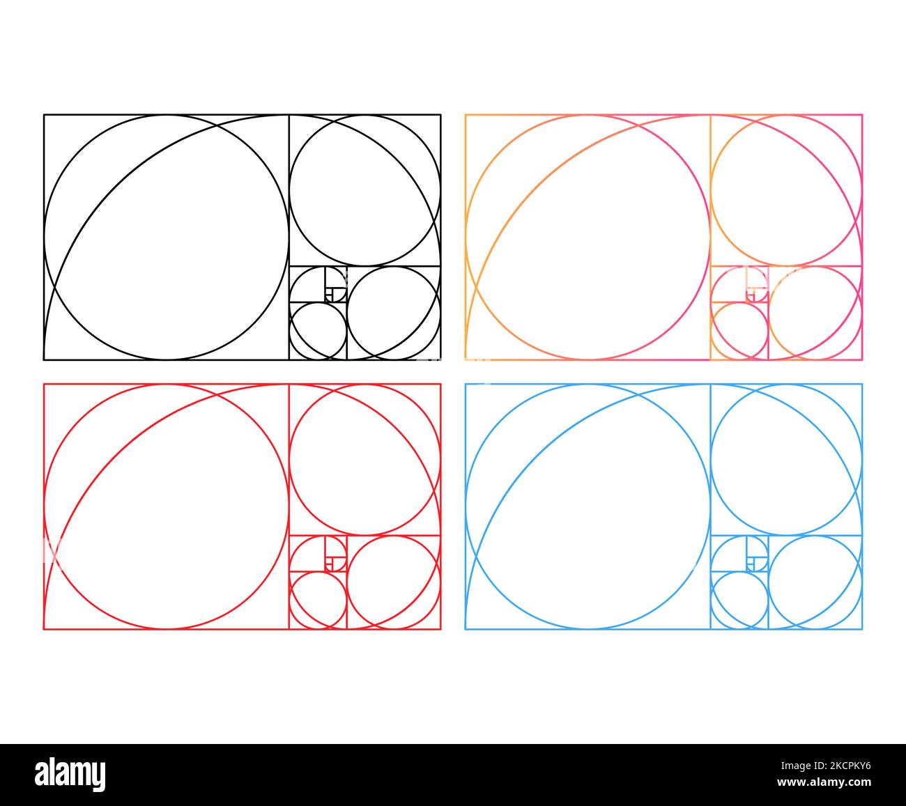 Set of Golden ratio minimalistic icon. Geometric shapes flat proportion ...
