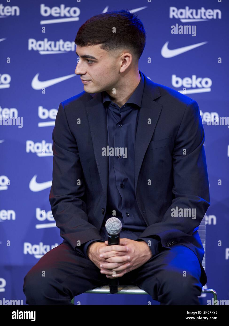 Pedri during his contract renewal signing ceremony as a FC Barcelona ...