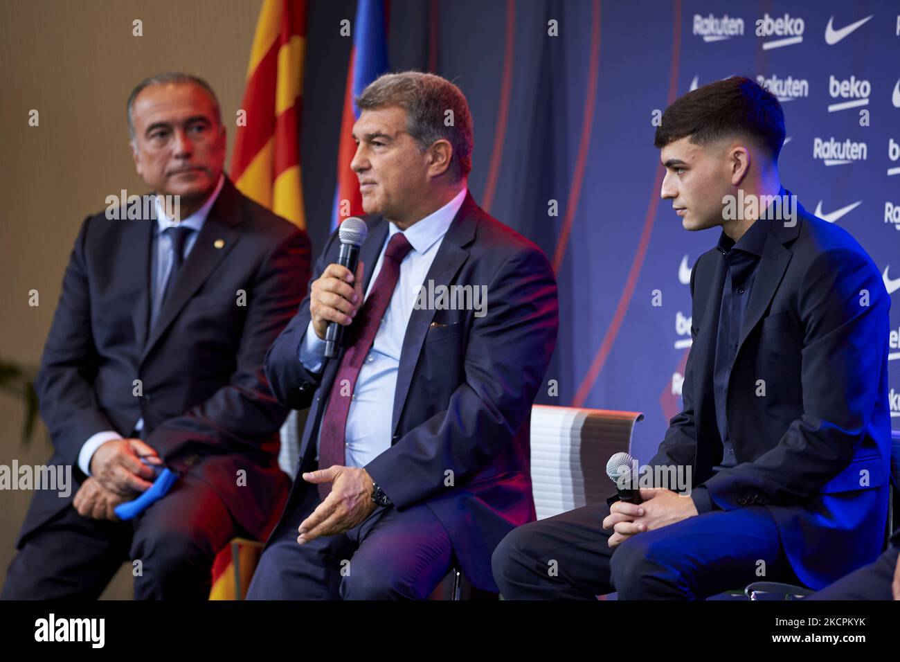 Pedri during his contract renewal signing ceremony as a FC Barcelona ...