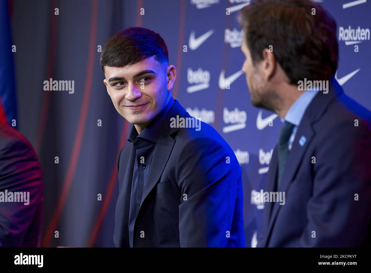 Pedri during his contract renewal signing ceremony as a FC Barcelona ...