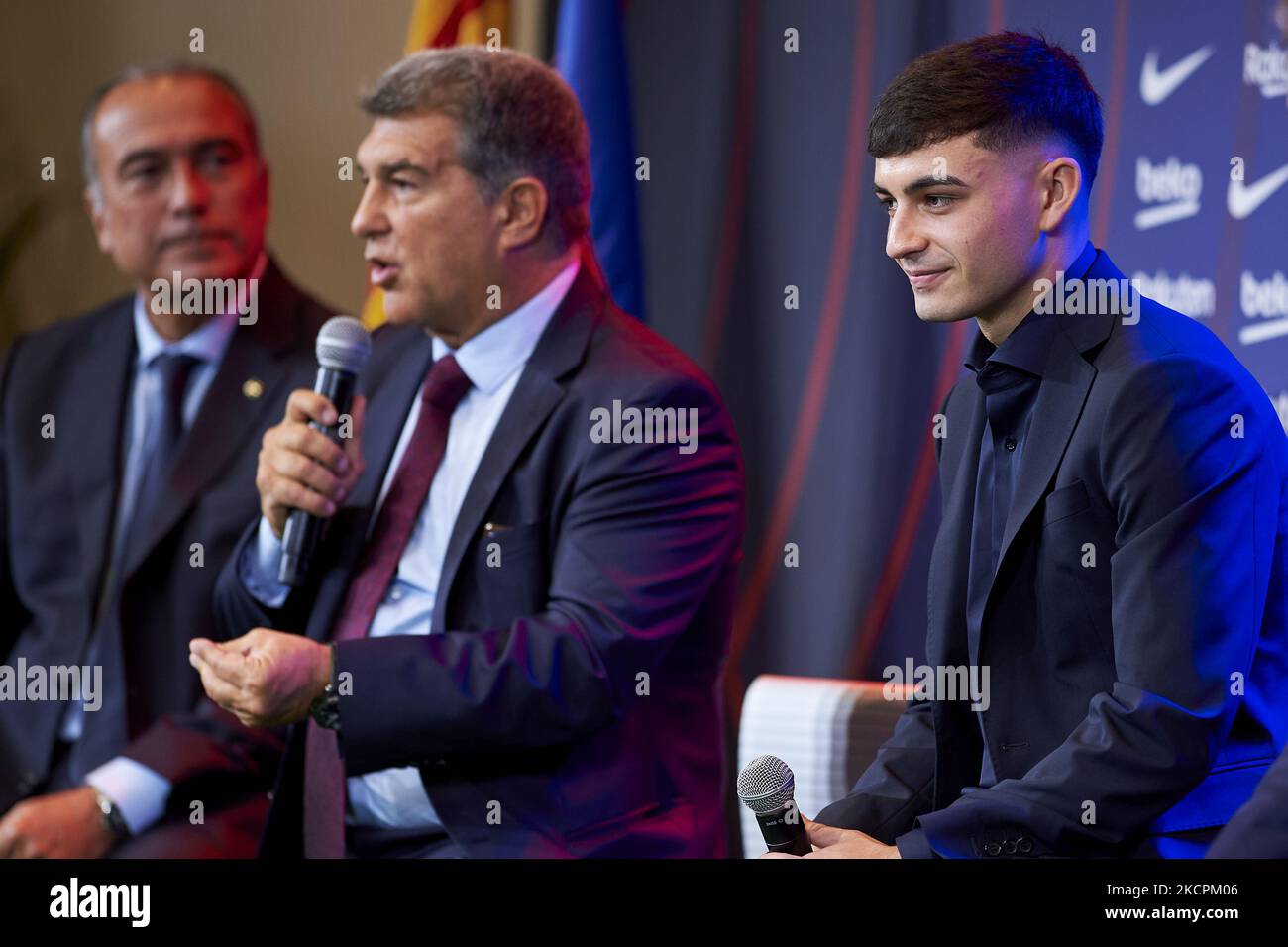 Pedri during his contract renewal signing ceremony as a FC Barcelona ...