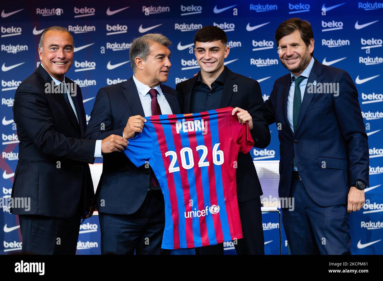 FC Barcelona player (16) Pedri during his contract renewal in Camp Nou ...