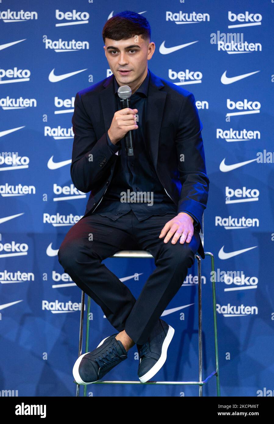 FC Barcelona player (16) Pedri during his contract renewal in Camp Nou ...