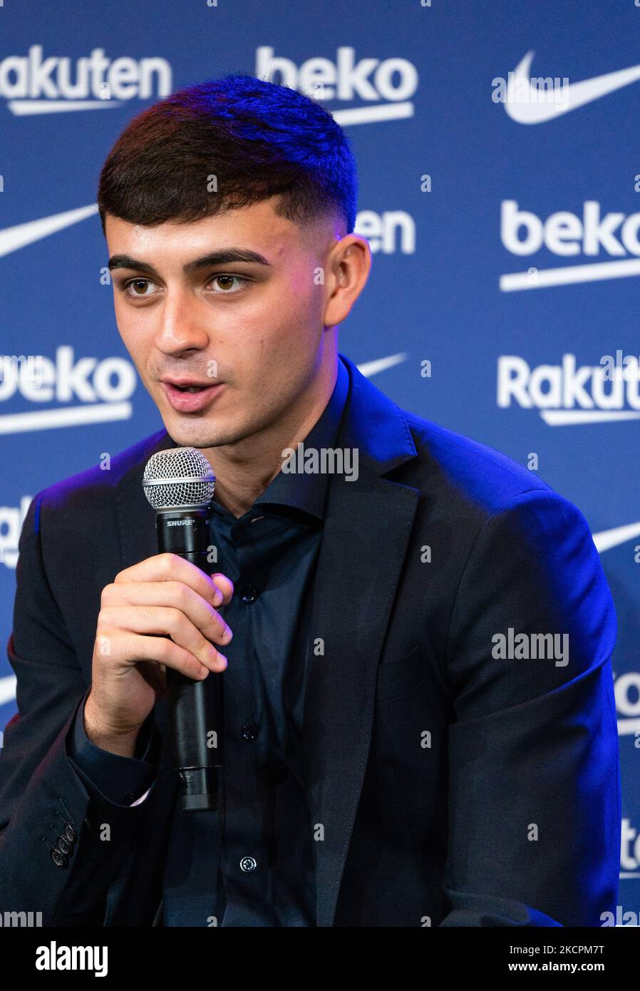 FC Barcelona player (16) Pedri during his contract renewal in Camp Nou ...