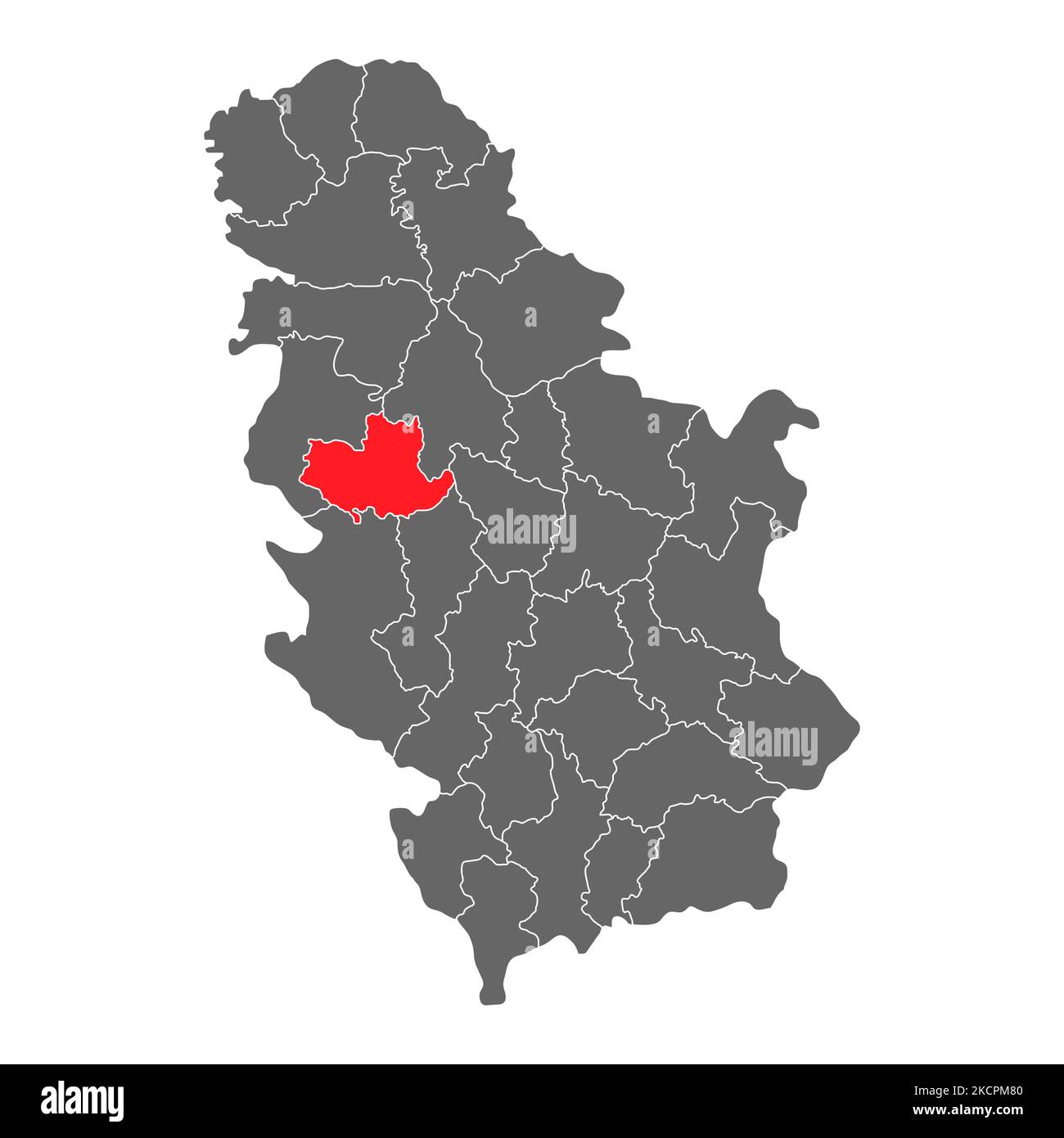 Serbia map Kolubara icon, geography blank concept, isolated graphic ...