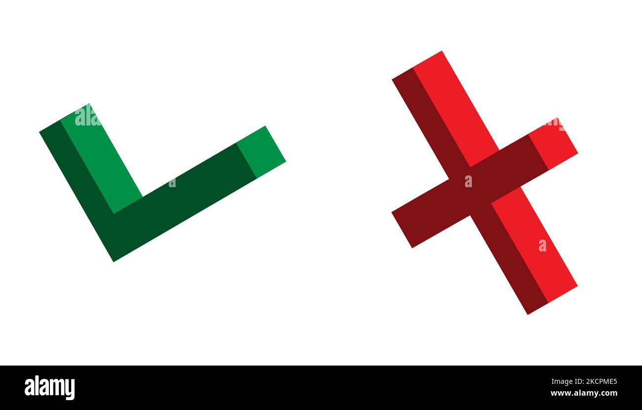 Set of isolated Check and cross mark, yes and no symbol vector ...
