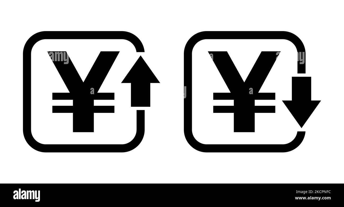Set of cost symbol yuan increase and decrease icon. Money vector symbol ...