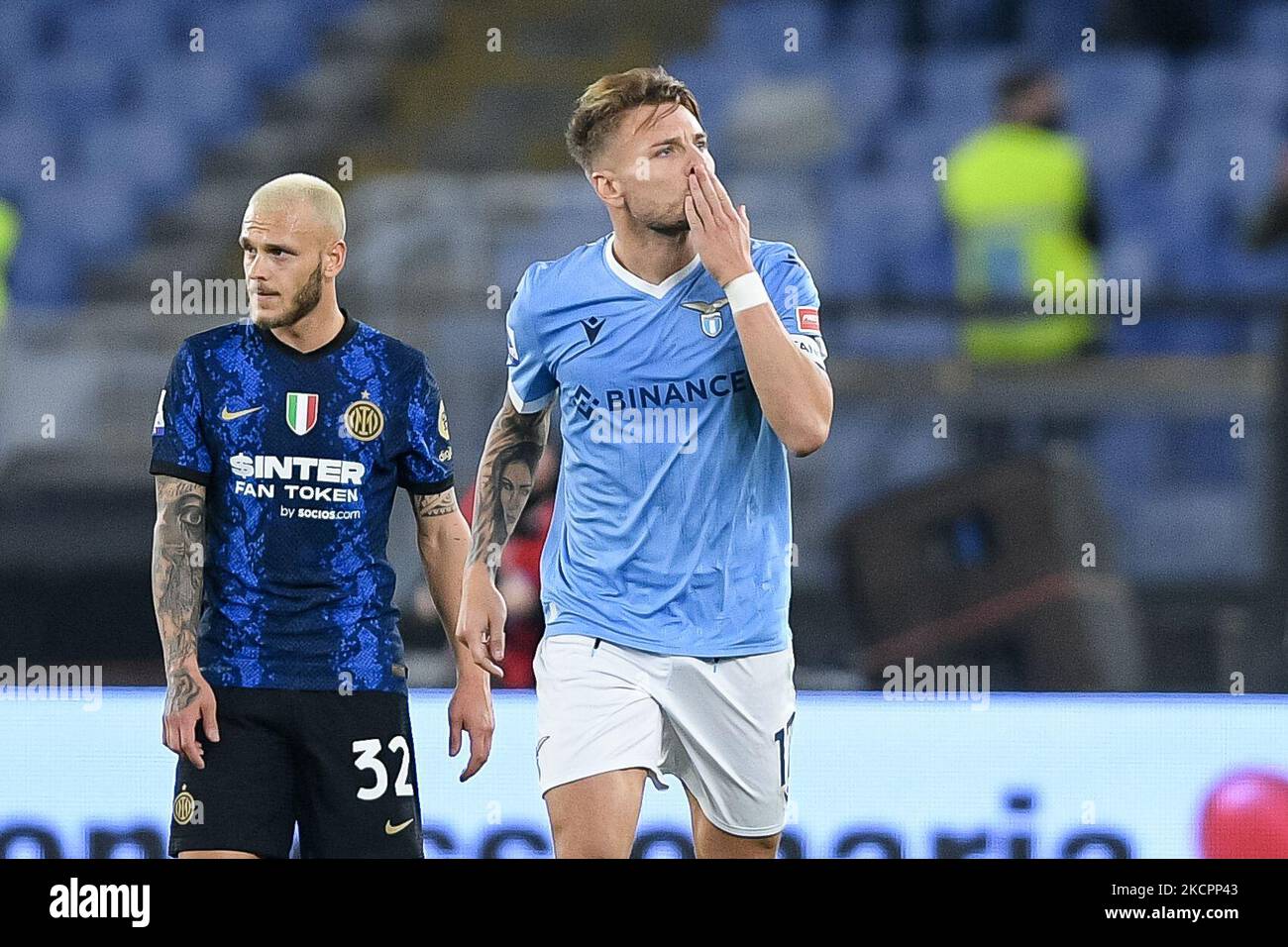 Ciro Immobile of SS Lazio celebrates after scoring first goal during ...