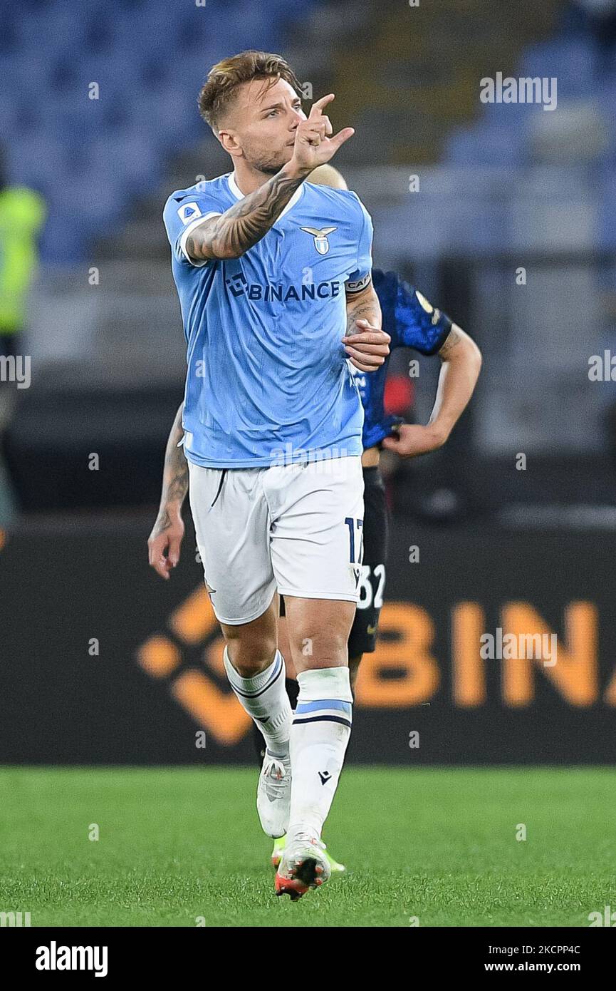 Ciro Immobile of SS Lazio celebrates after scoring first goal during ...
