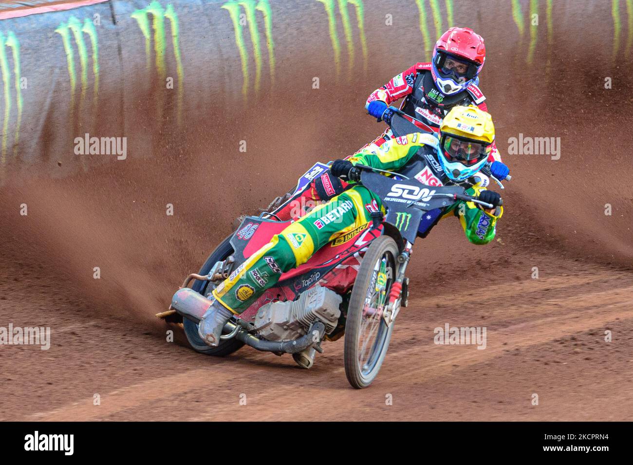 Max Fricke of Australia (Yellow) leads Leon Madsen of Denmark (Red ...