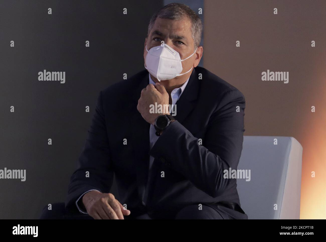 Rafael Correa Delgado, former president of Ecuador (2007-2017), during ...
