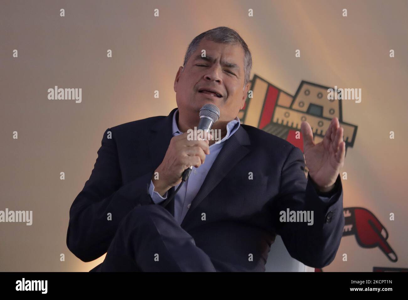 Rafael Correa Delgado, former president of Ecuador (2007-2017), during ...