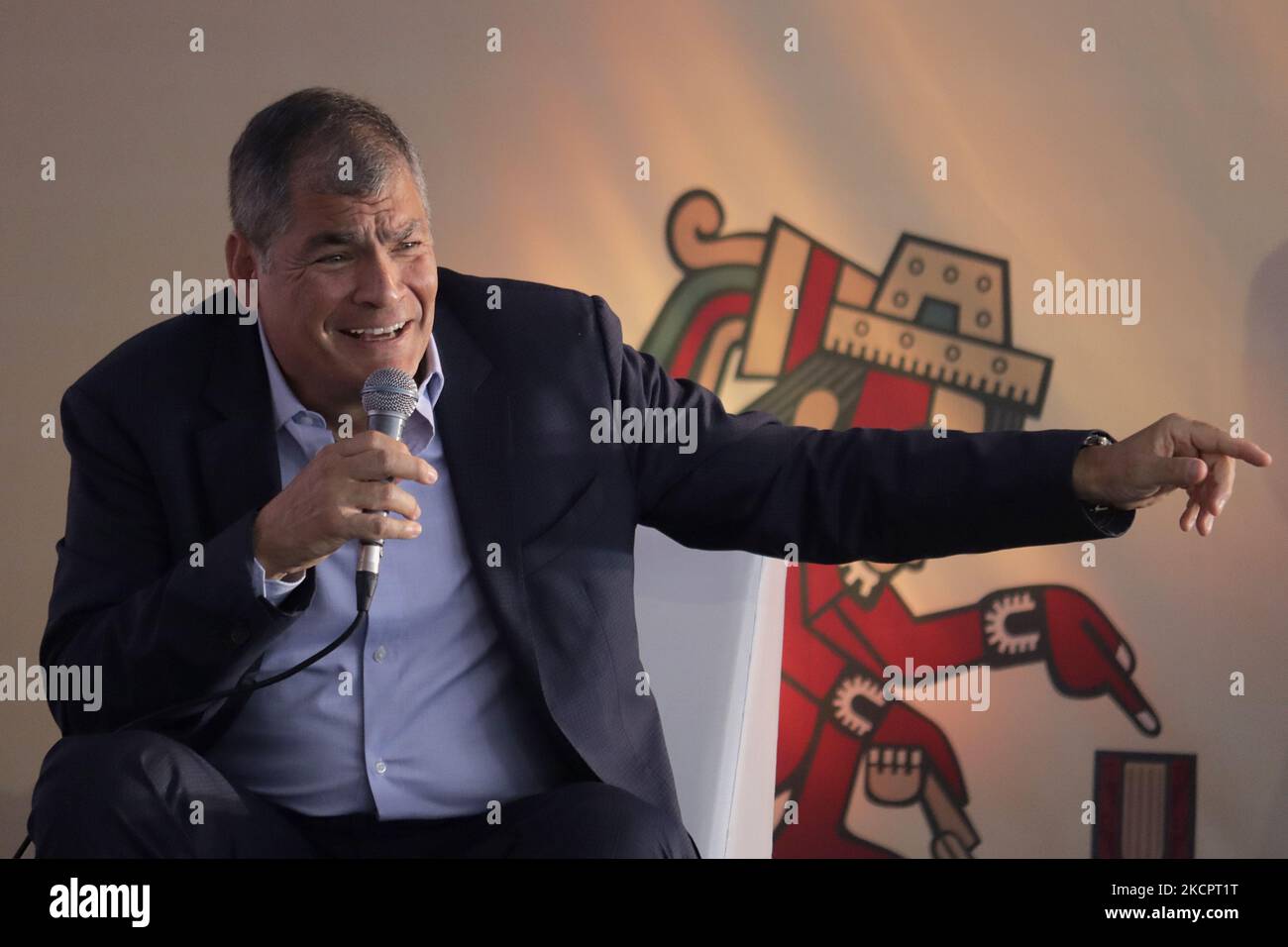 Rafael Correa Delgado, former president of Ecuador (2007-2017), during ...