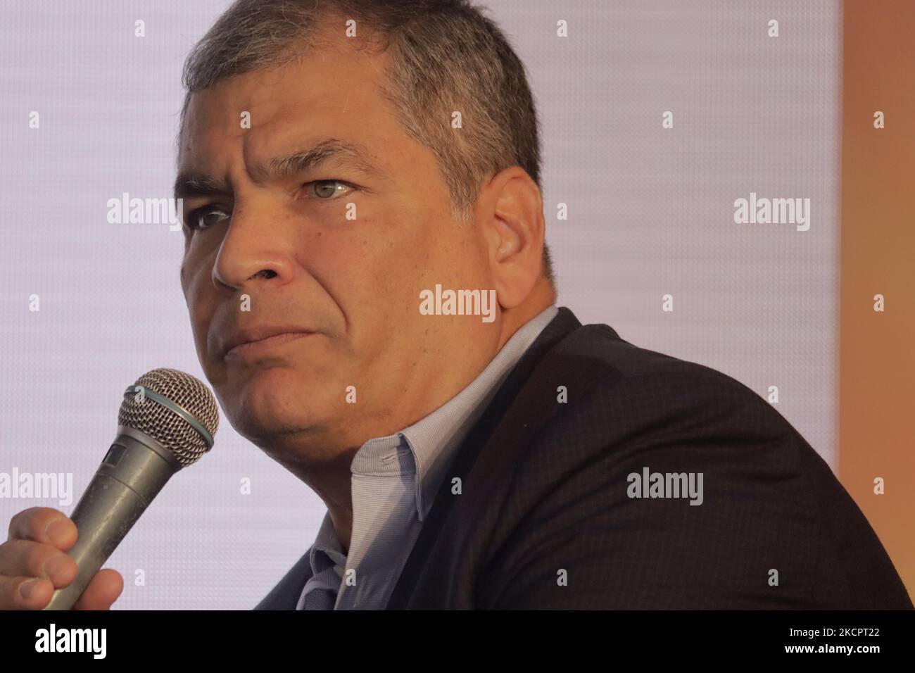 Rafael Correa Delgado, former president of Ecuador (2007-2017), during ...