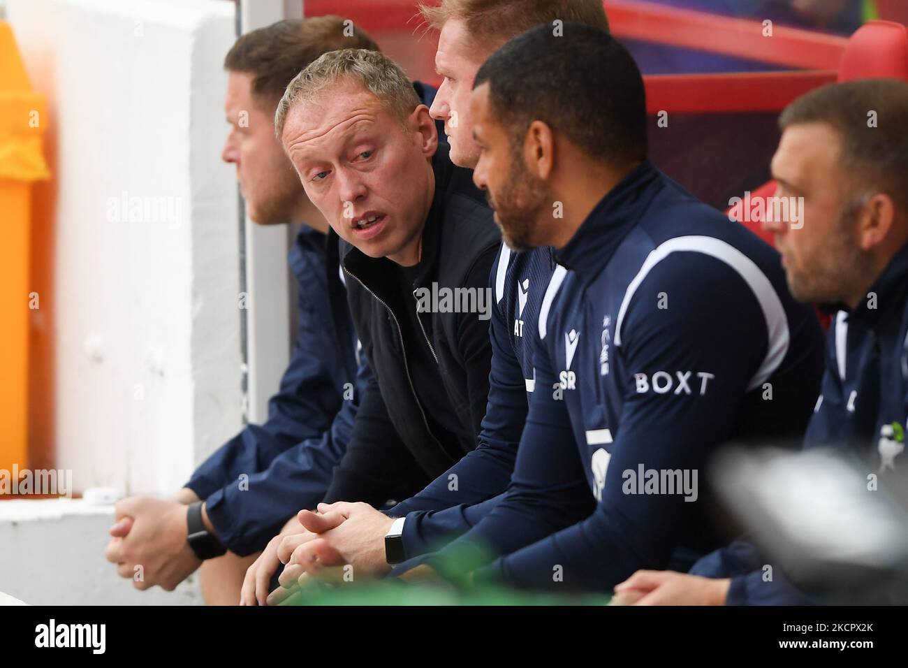 Steve Cooper, Nottingham Forest head coach in the dugout during the Sky ...