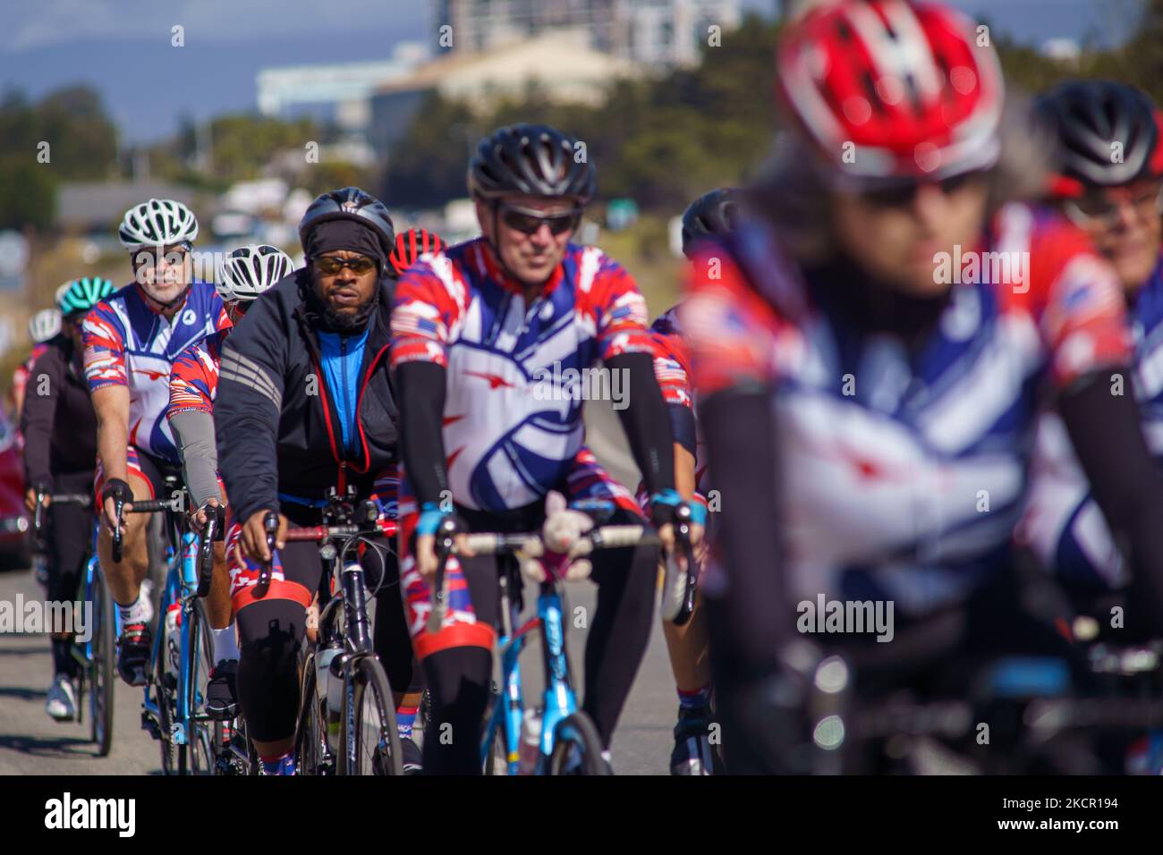 Disabled veteran and first responder cyclists are seen as they ...