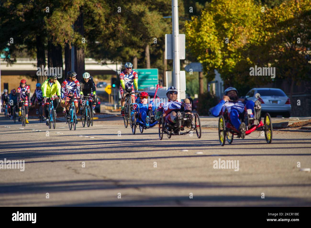 Disabled veteran and first responder cyclists are seen as they ...