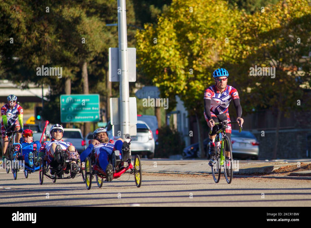 Disabled veteran and first responder cyclists are seen as they ...