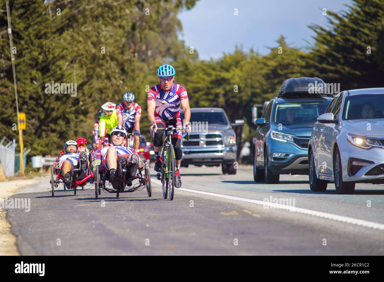 Disabled veteran and first responder cyclists are seen as they ...