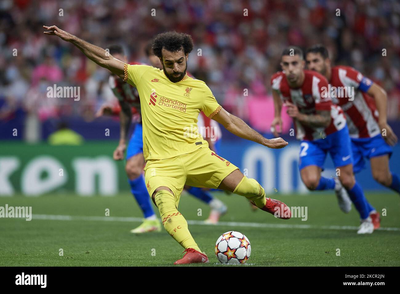 Mohamed Salah of Liverpool shooting to goal during the UEFA Champions ...