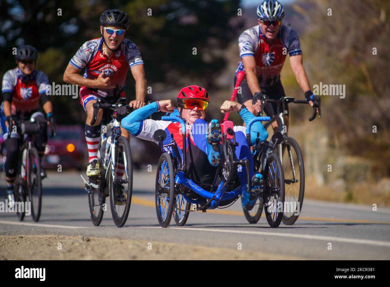 Disabled veteran and first responder cyclists are seen as they ...