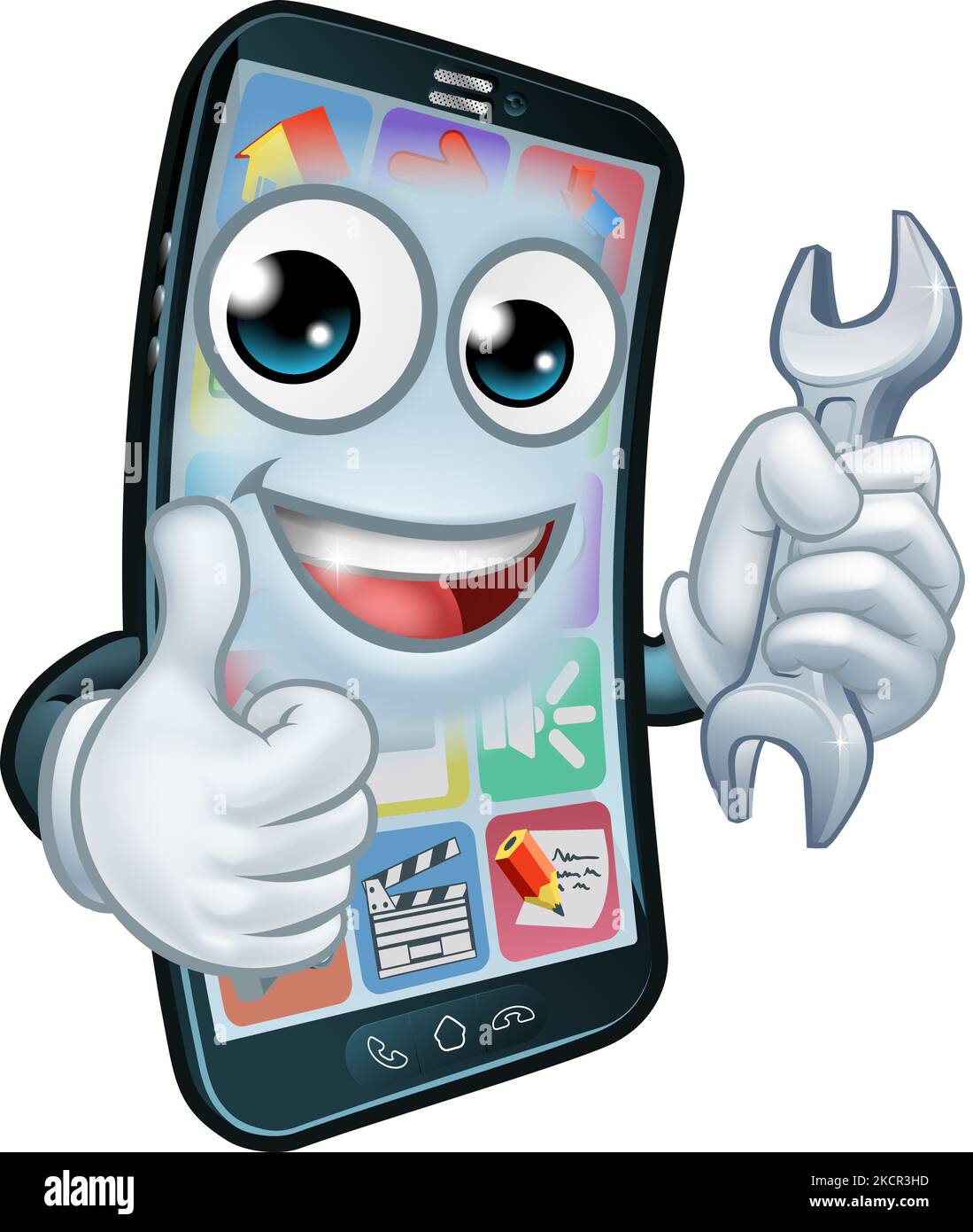 Mobile Phone Repair Spanner Thumbs Up Cartoon Stock Vector Image & Art ...