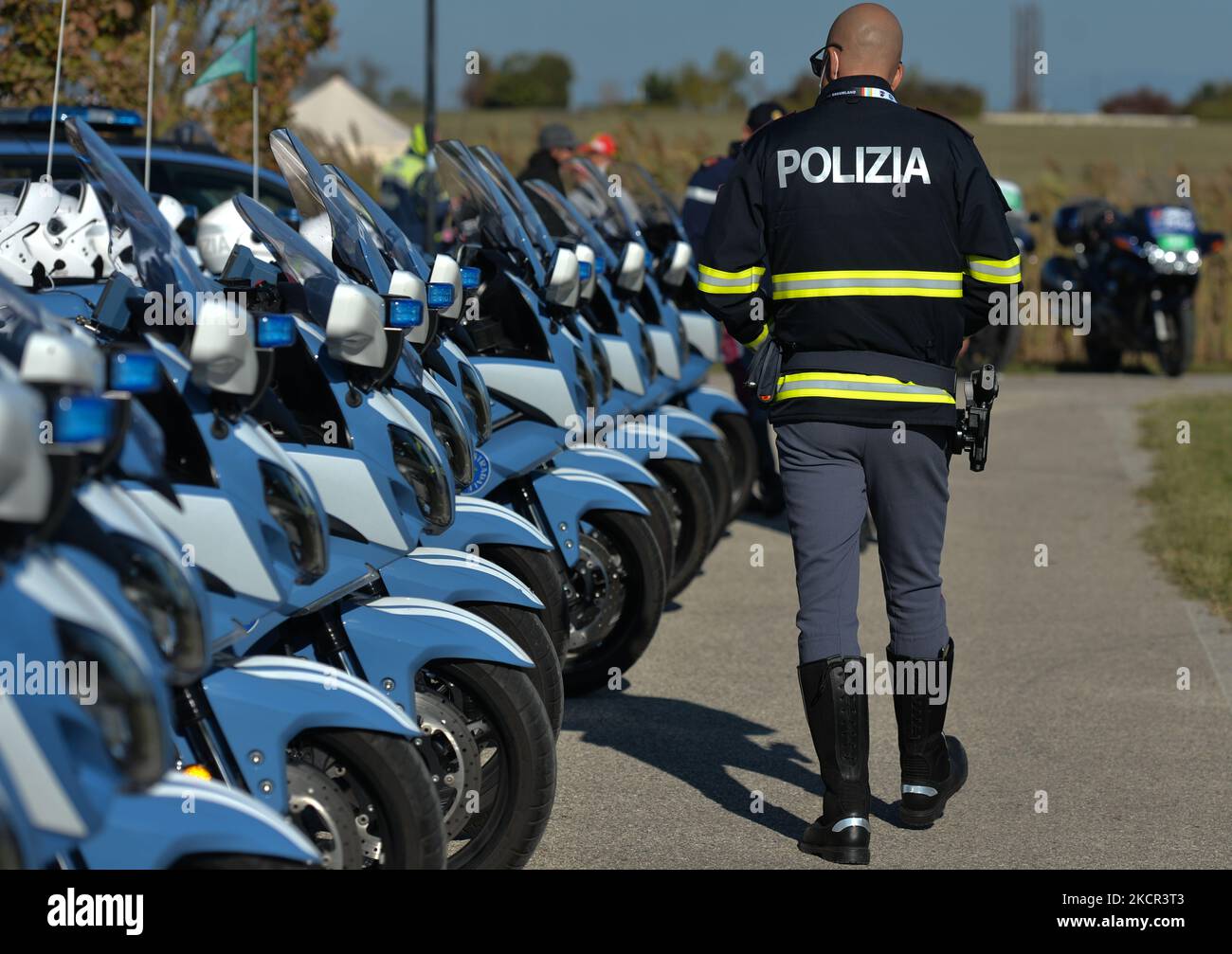 Motorcycles of the Polizia di Stato, one of the national police forces ...