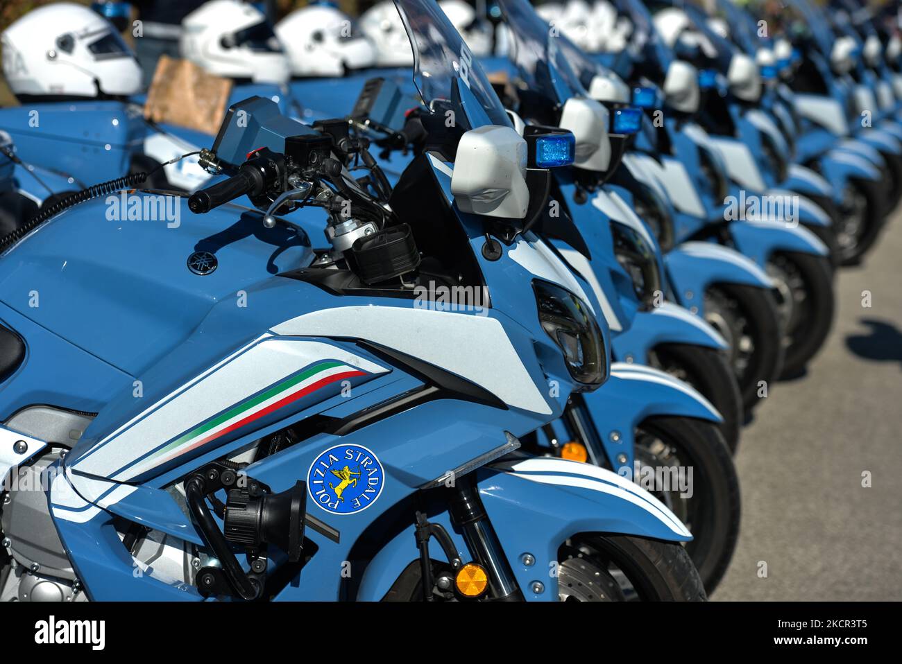 Motorcycles of the Polizia di Stato, one of the national police forces ...